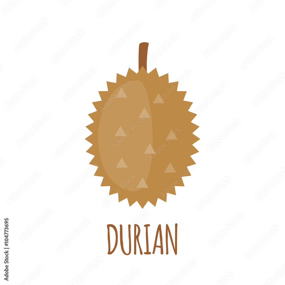 Durian icon in flat style on white background Stock Vector | Adobe Stock