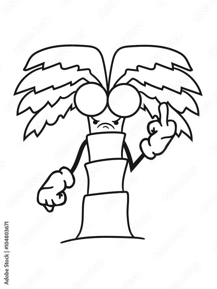 comic cartoon palm small sweet cute coconuts evil stinkefinger wichser ...
