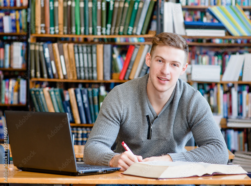 Male Student Studying