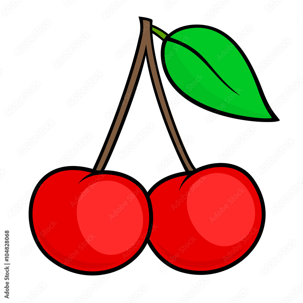 Cartoon cherries isolated on white background Stock Vector | Adobe Stock