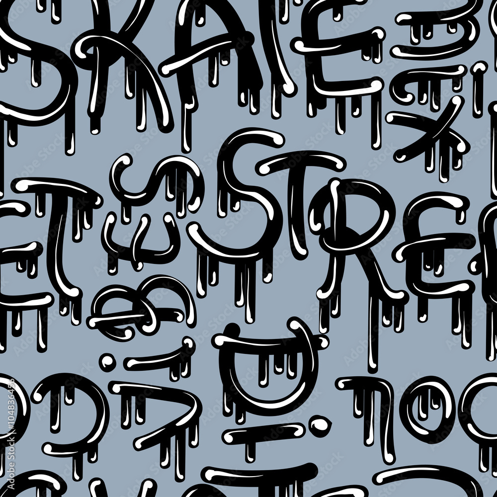 vector seamless graphical round modern street graffiti alphabet signs ...