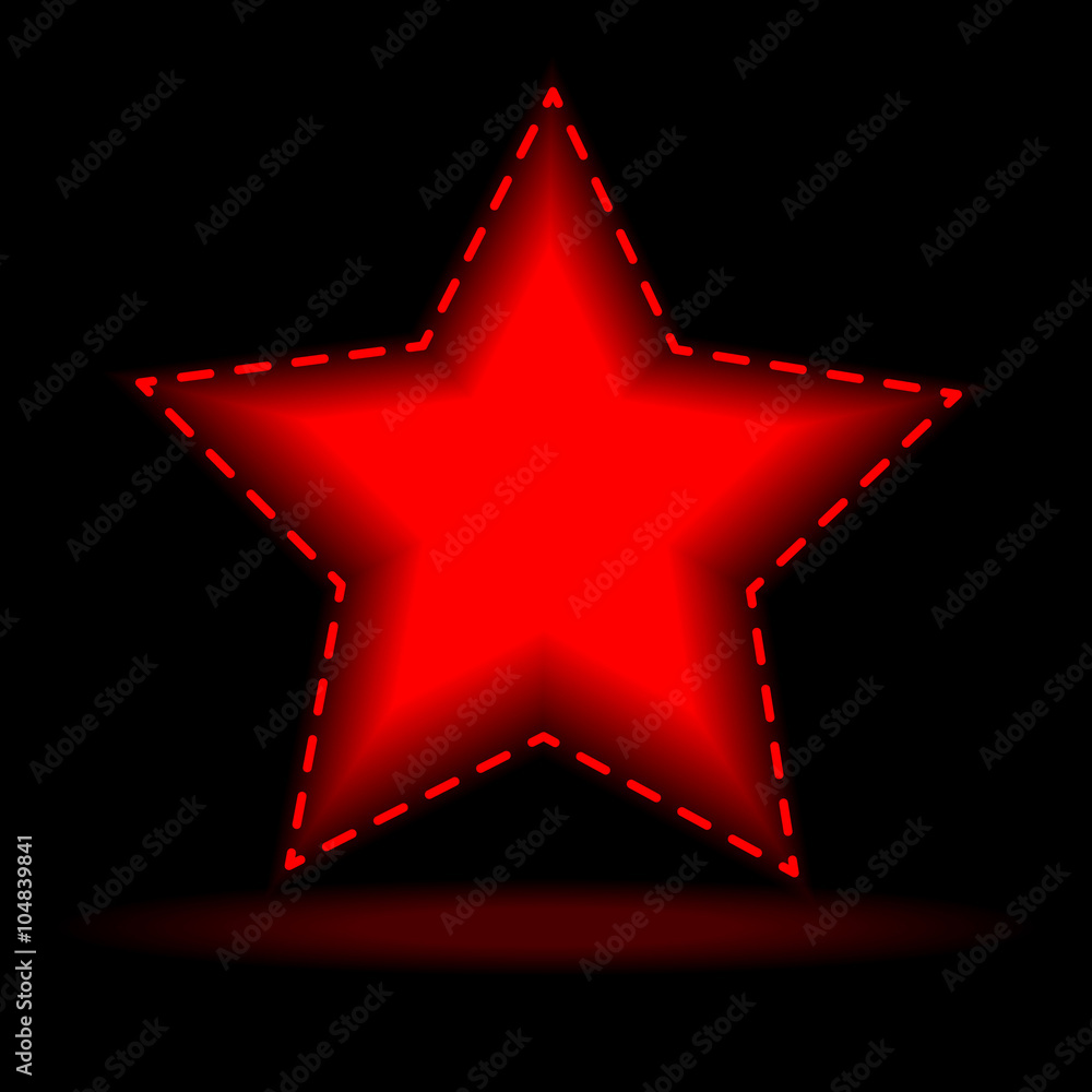 Five-pointed red star. Vector logo design template isolated on a black ...