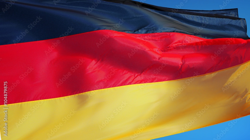 Vídeo do Stock: Germany flag waving in slow motion against clean blue ...