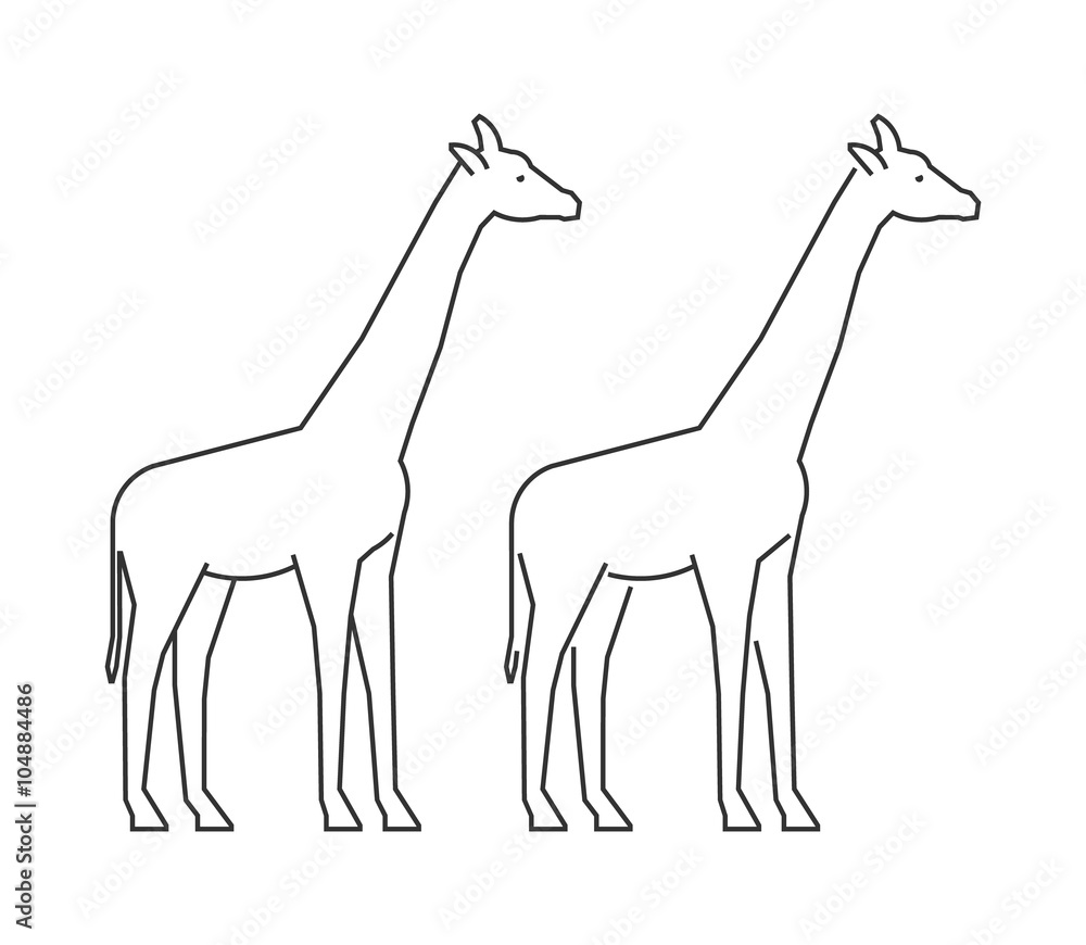 Vector outline giraffe. Line silhouette giraffe. Stock Vector | Adobe Stock