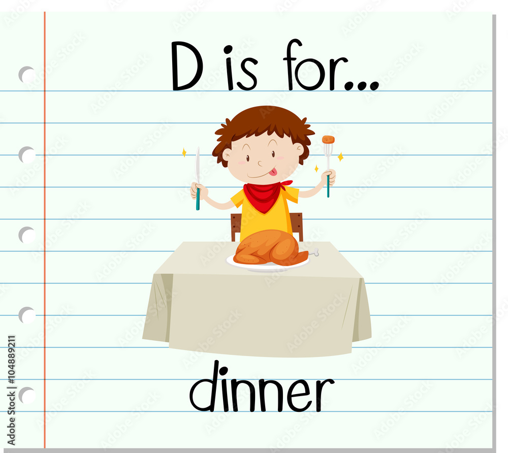 Flashcard letter D is for dinner Stock Vector | Adobe Stock