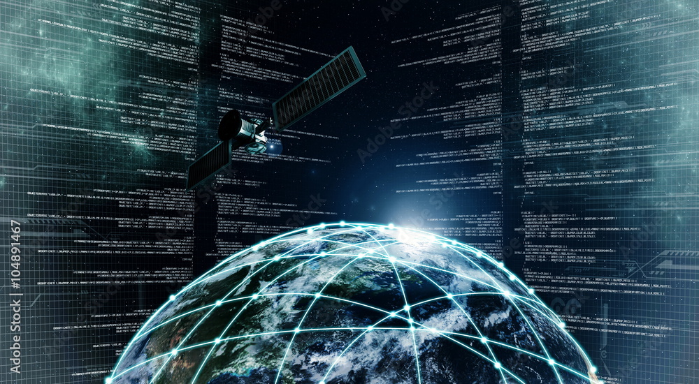 Internet Information technology in Outer Space Stock Illustration ...