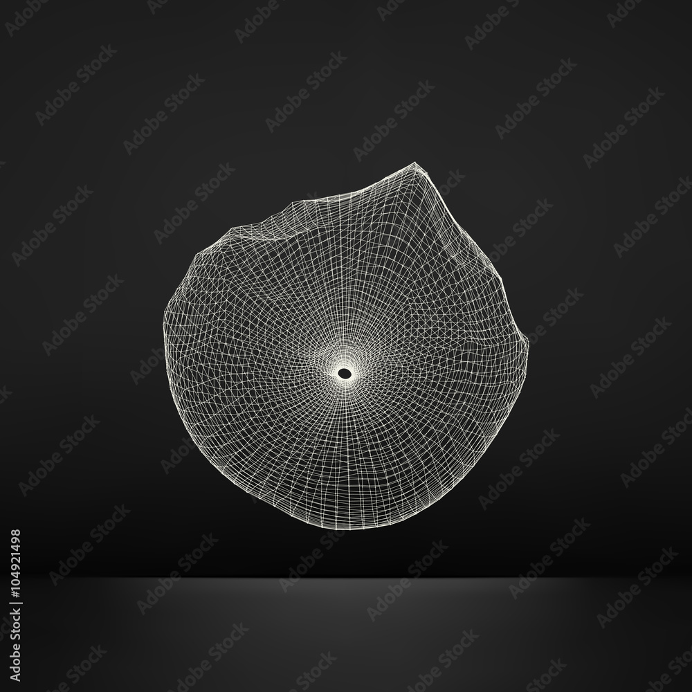 Wireframe Object With Lines And Dots Abstract 3d Connection Structure Geometric Shape For