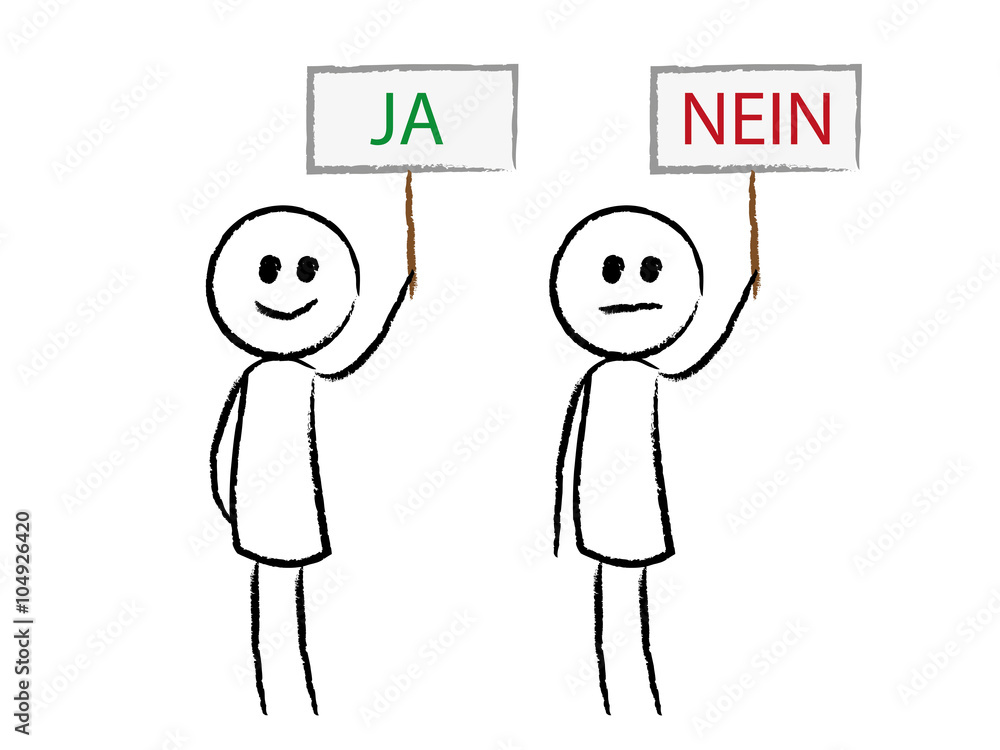 Personen mit Schildern JA und NEIN Stock Vector | Adobe Stock