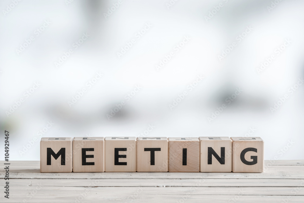 Meeting sign on an office desk Stock Photo | Adobe Stock
