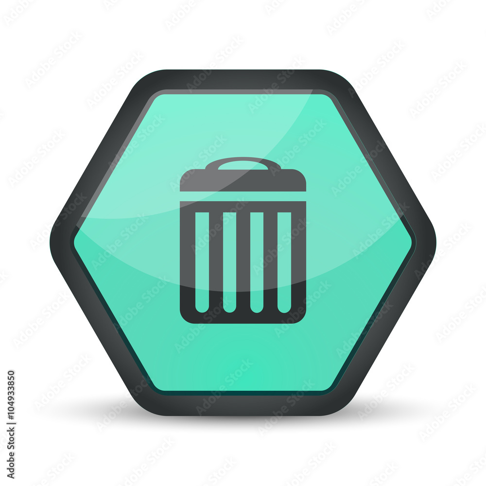 Icona Cestino - Esagono Verde Acqua Stock Vector | Adobe Stock