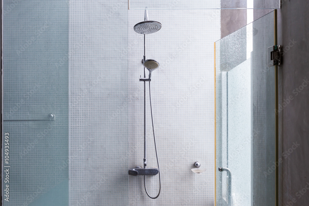 shower head in bathroom, design of home interior Stock Photo | Adobe Stock