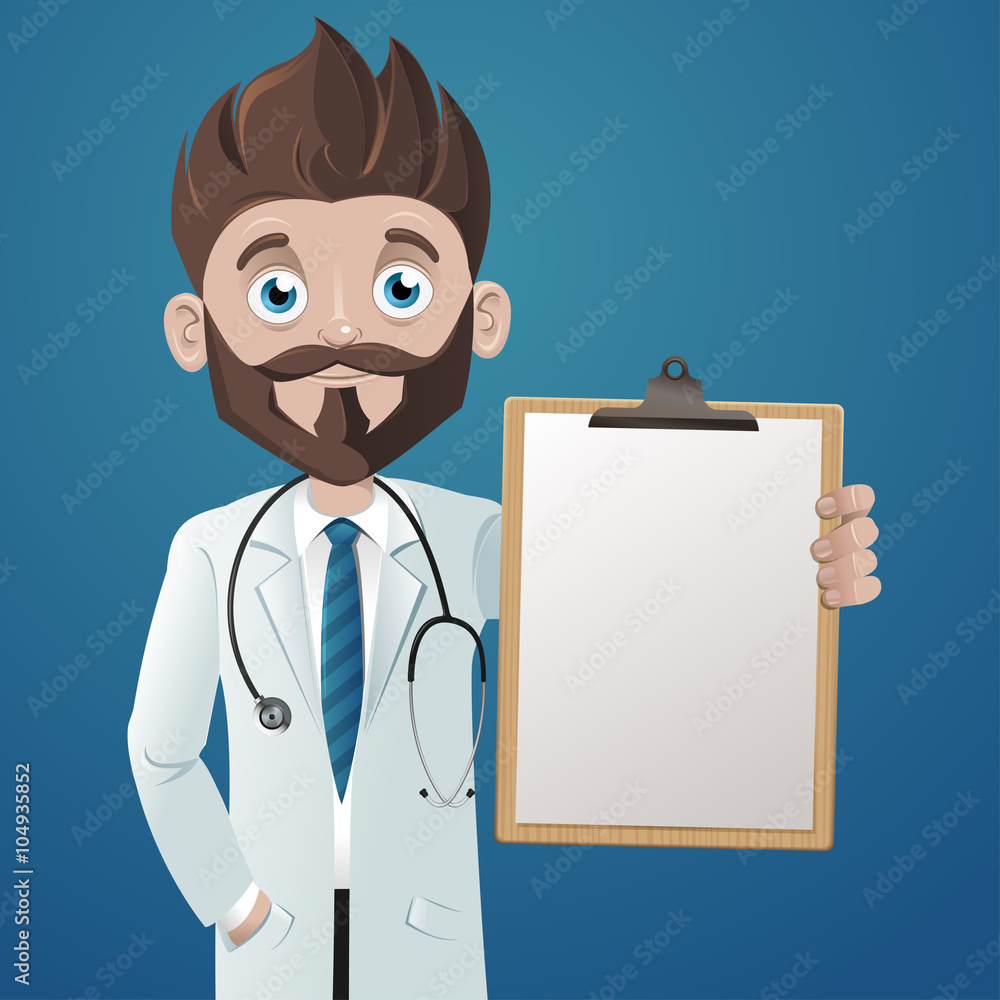 Cartoon doctor holding a blank clipboard Stock Vector | Adobe Stock