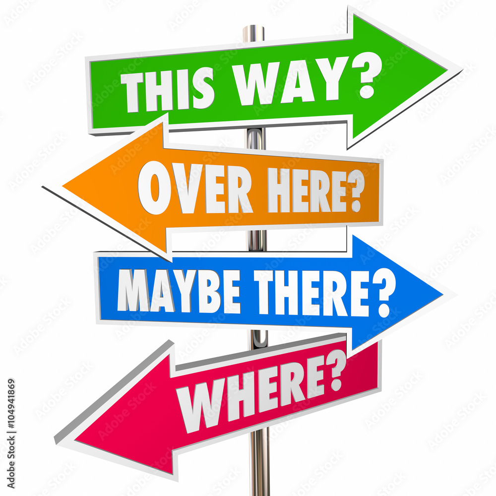 This Way Over There Arrow Signs Lost Confusion Help Direction 3D Stock ...