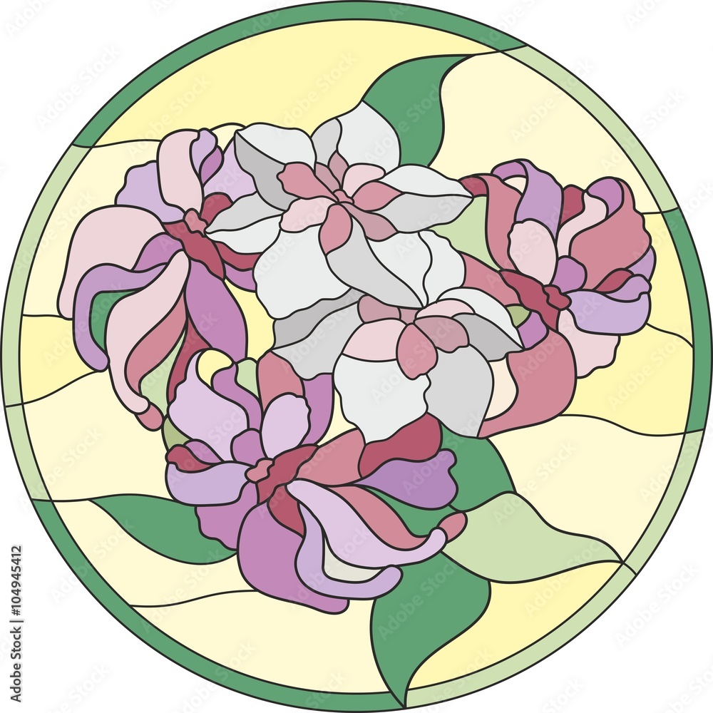 stained glass window flower Stock Vector | Adobe Stock