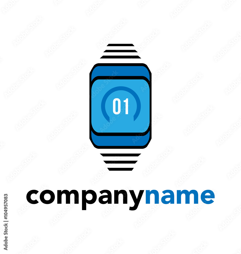 Vector logo icon. Smart watch outline flat illustration. Design concept ...