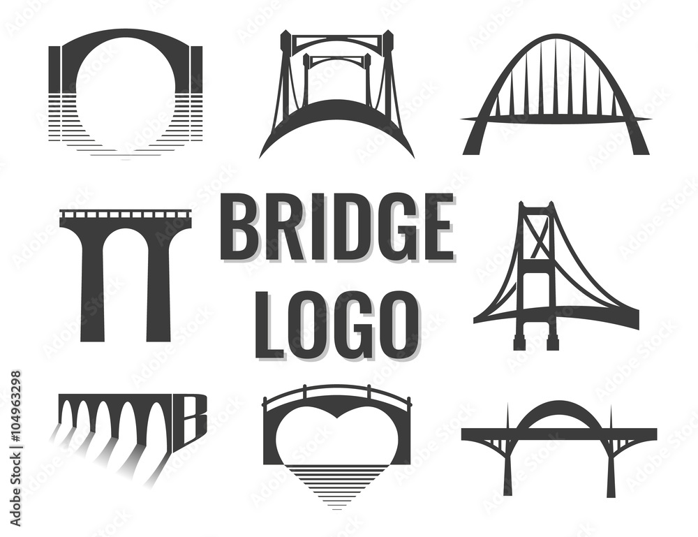 Vector set of bridge connection logo. logotype for business. Stock ...