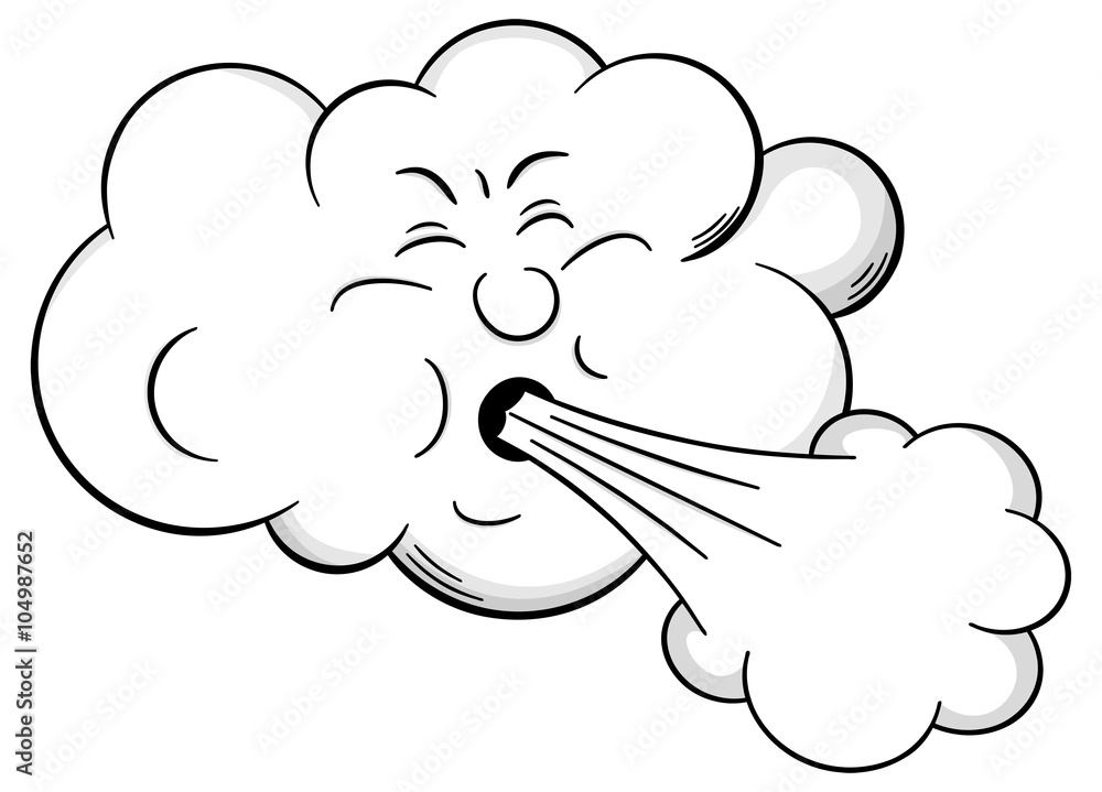 Cartoon Wolke bäst kräftigen Wind Stock-Vektorgrafik | Adobe Stock