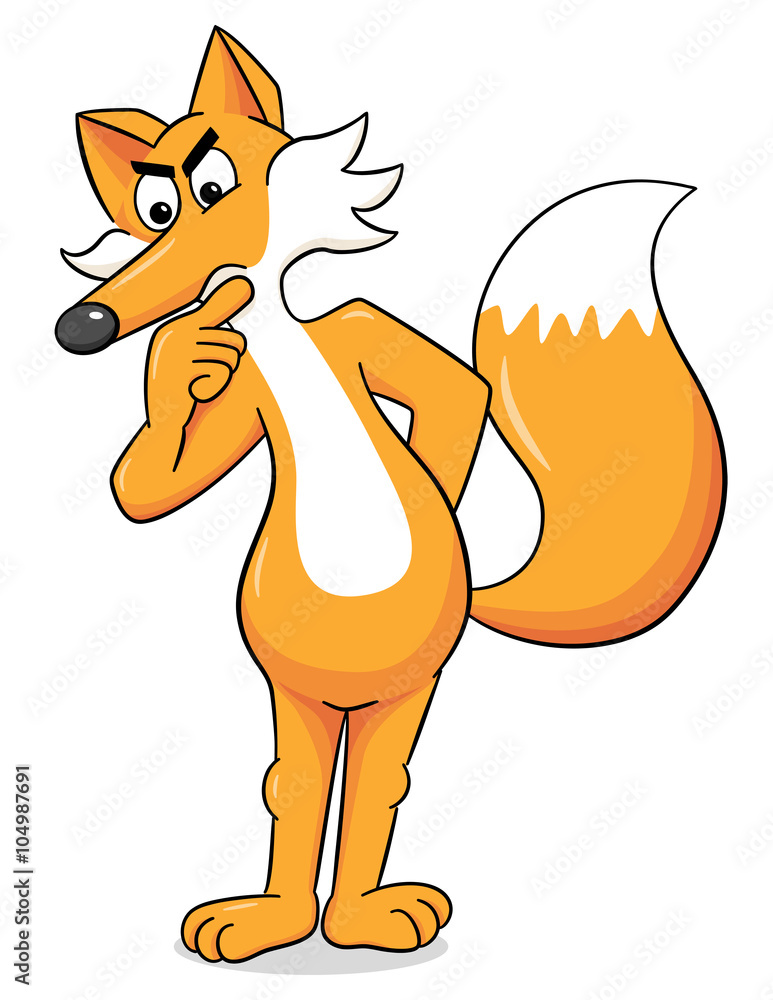 Cartoon Fuchs schaut nachdenklich Stock Vector | Adobe Stock