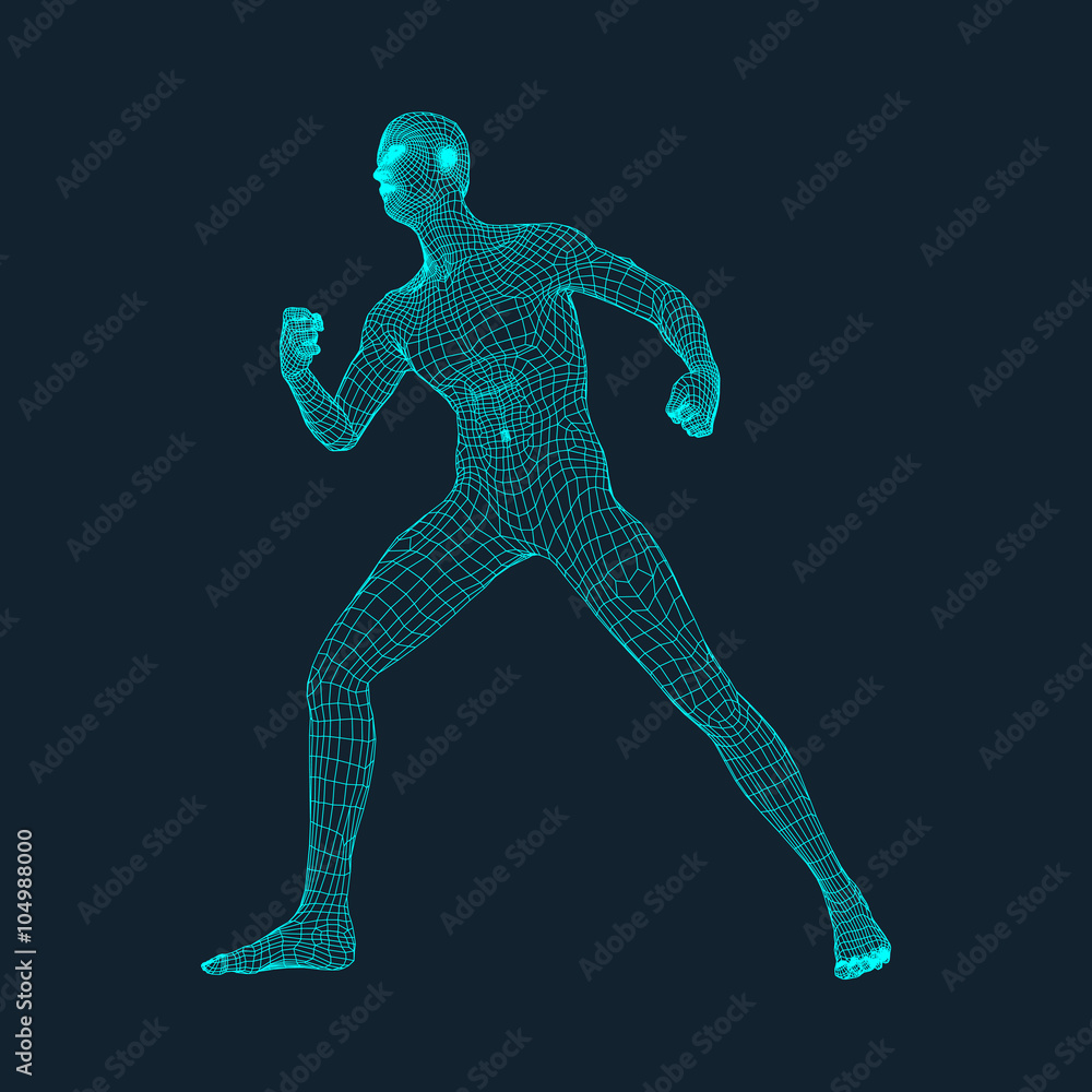 3D Model of Man. Polygonal Design. Geometric Design. Business, Science ...
