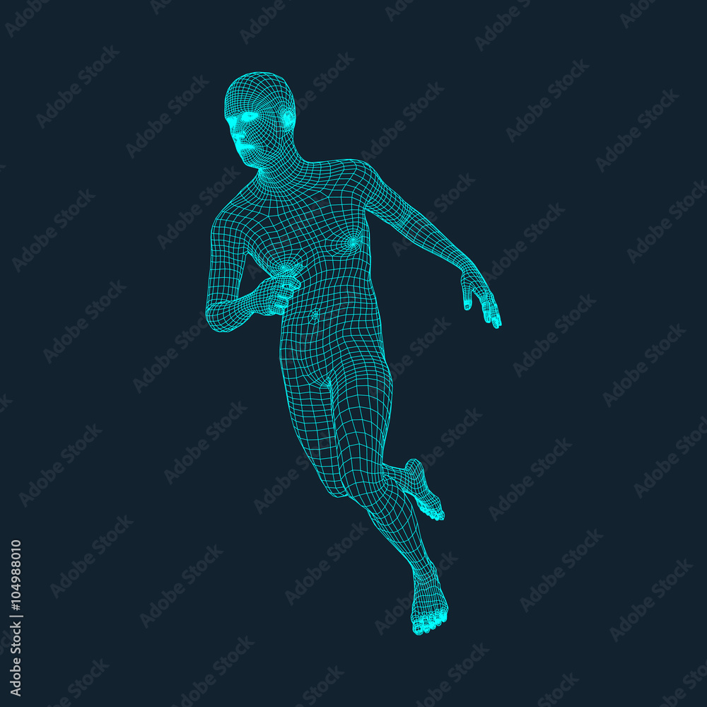 Running Man. Polygonal Design. 3D Model of Man. Geometric Design ...