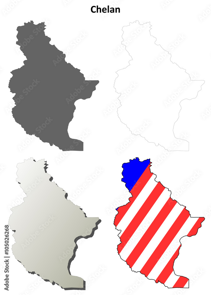 Chelan County, Washington outline map set Stock Vector | Adobe Stock