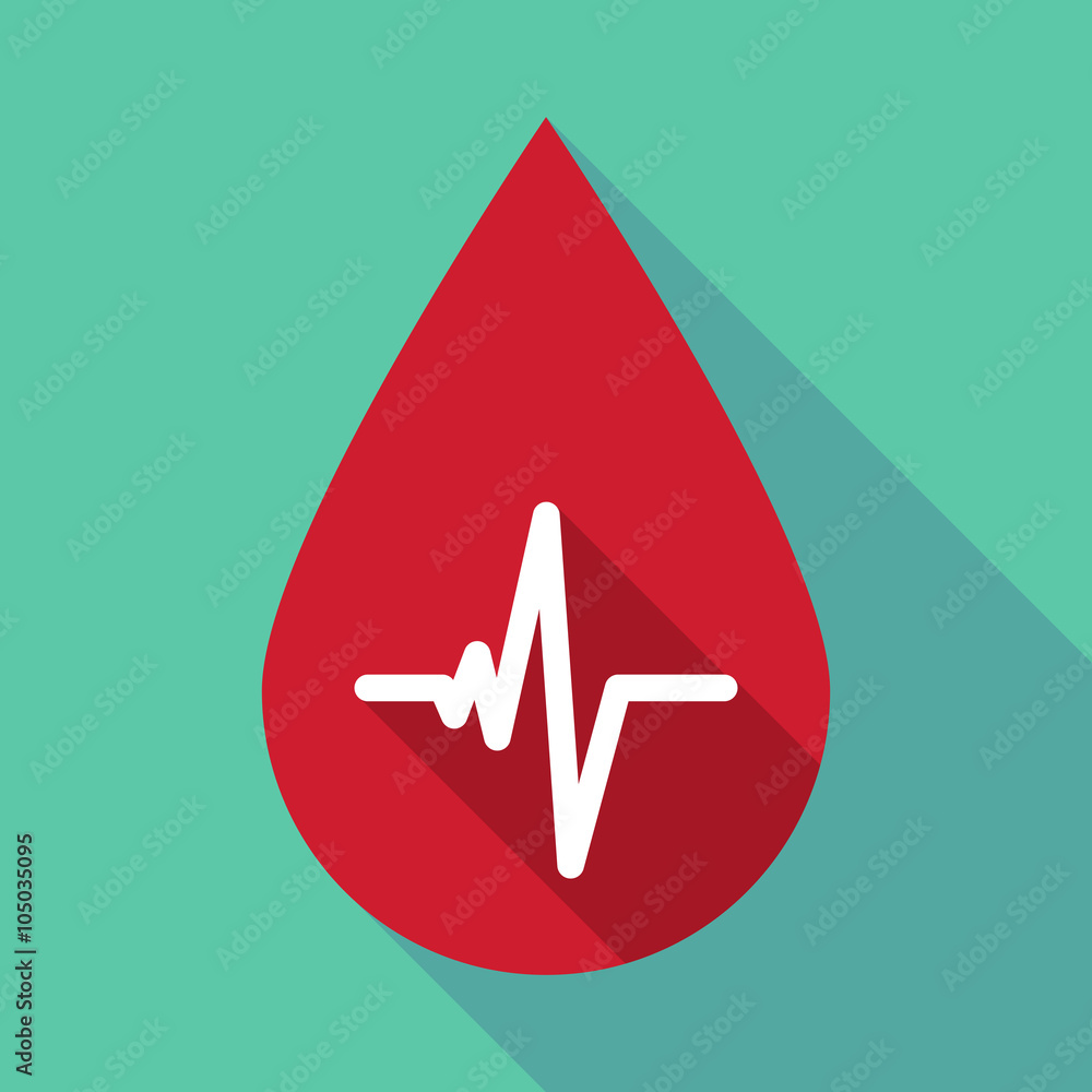 Long shadow blood drop with a heart beat sign Stock Vector | Adobe Stock