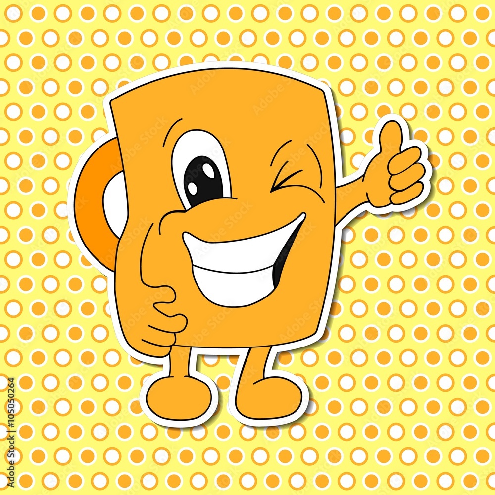 Set of cartoon Mug (Cup) emotions Vector Icons. Happy, sad, crying ...