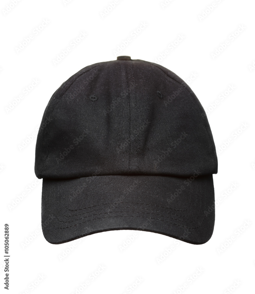 Black working peaked cap. Front view. Isolated on a white backg Stock ...