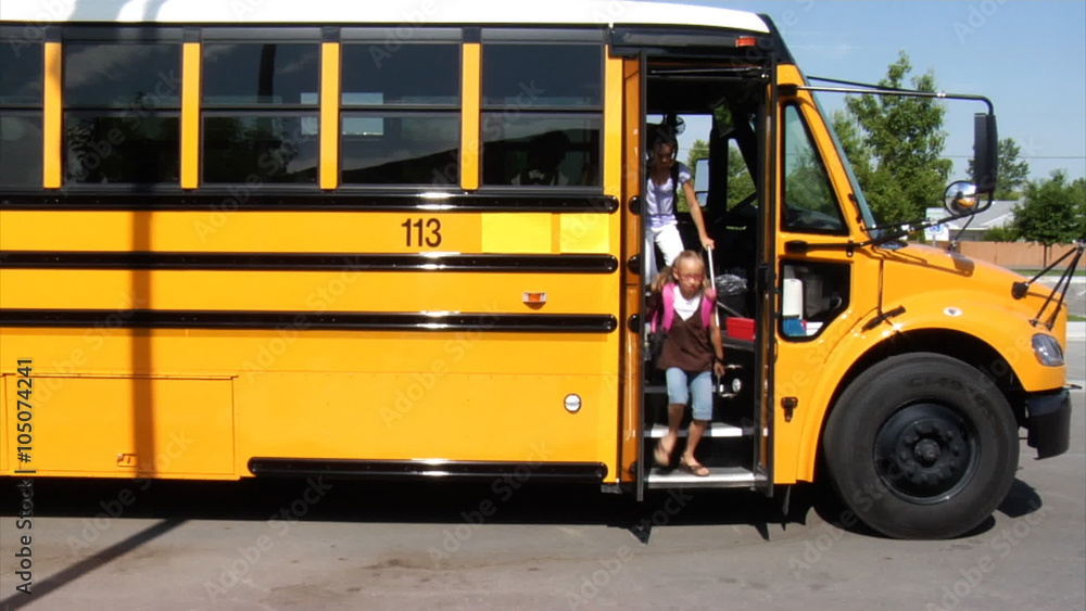 Students getting off school bus Stock Video | Adobe Stock