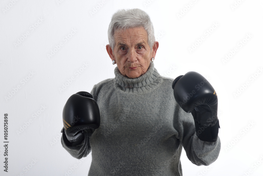 senior woman boxing Stock Photo | Adobe Stock