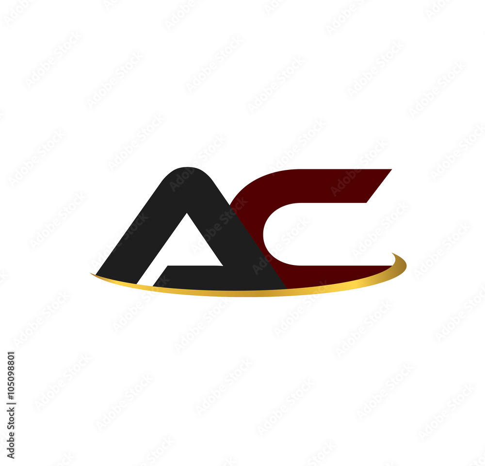 AC alphabet in grey and red with golden curve Stock Vector | Adobe Stock
