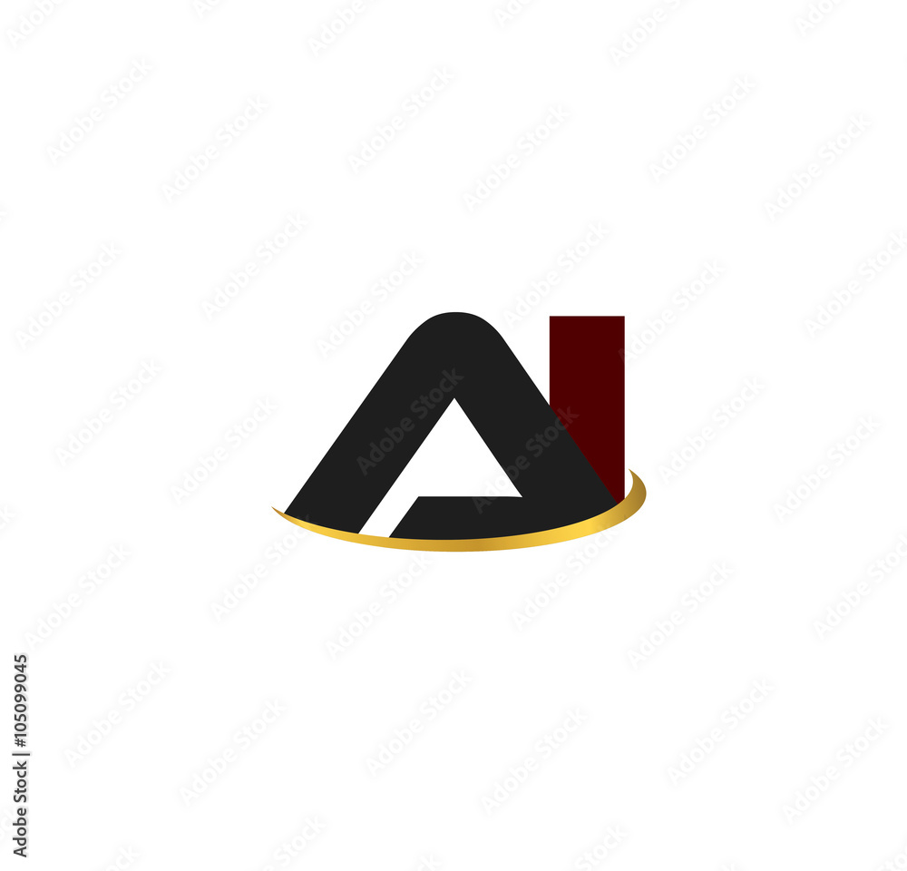 AI alphabet in grey and red with golden curve Stock Vector | Adobe Stock