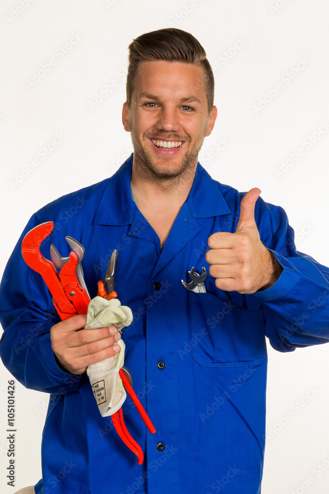 Handwerker mit Werkzeug Stock-Foto | Adobe Stock