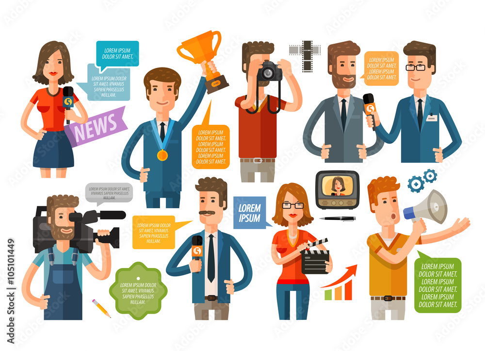 business infographics. journalism and TV icons set. vector illustration ...