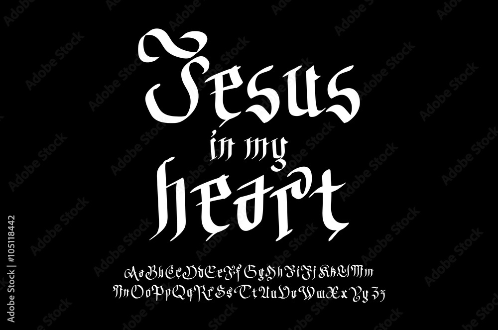 Bible lettering. Christian art. Jesus in my heart. Stock Vector | Adobe ...