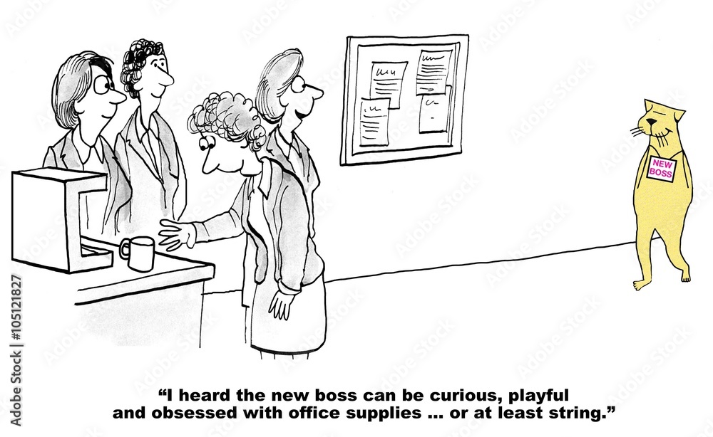 Business cartoon about a new boss. Stock Illustration | Adobe Stock