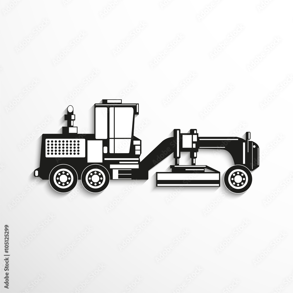 Motor grader. Vector icon. Stock Vector | Adobe Stock