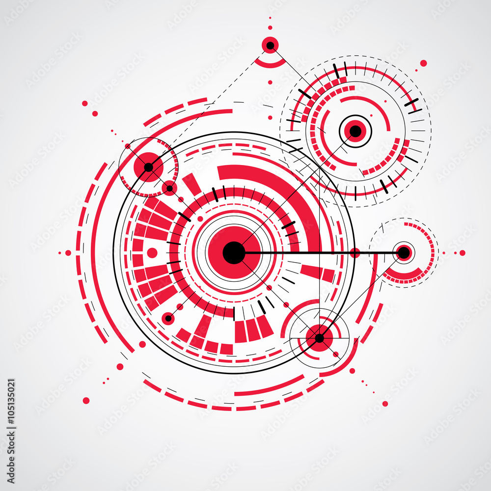 Technical plan, red abstract engineering draft for use in graphi Stock ...