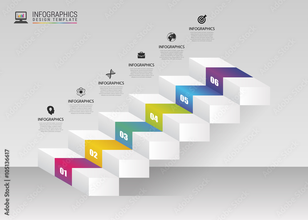 Abstract 3d stairs. Infographic or timeline template. Vector Stock ...