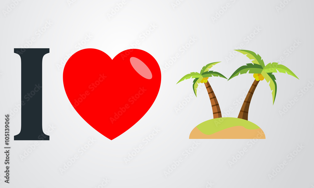 Icono plano i love isla color en fondo degradado Stock Vector | Adobe Stock