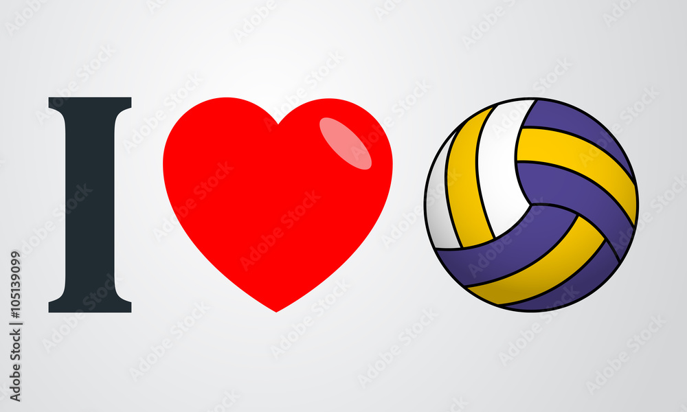 Icono plano i love voleibol color en fondo degradado Stock Vector ...