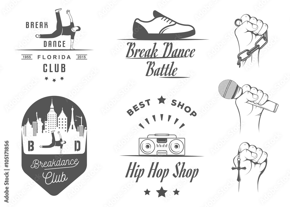 Vector Set of Badges, Logos and Sign Break Dance Stock Vector | Adobe Stock
