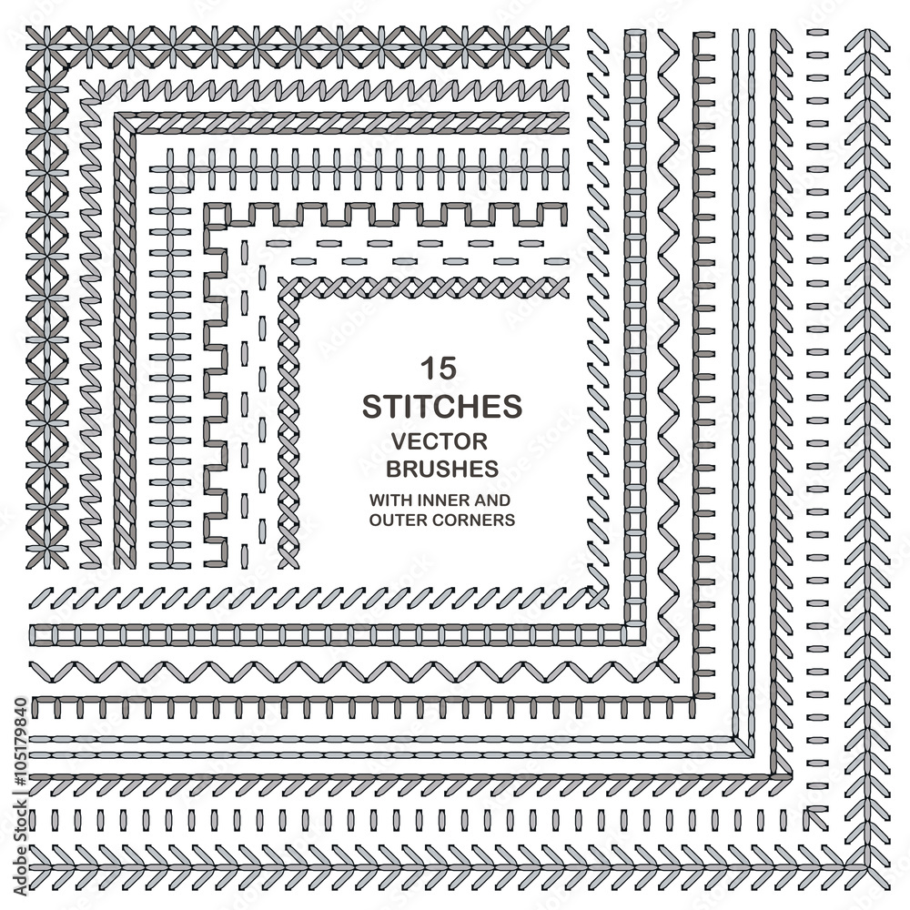 Vector cross stitches pattern brushes Stock Vector | Adobe Stock