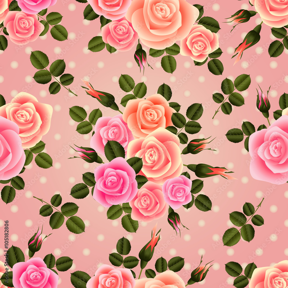 Seamless rose pattern Stock Vector | Adobe Stock
