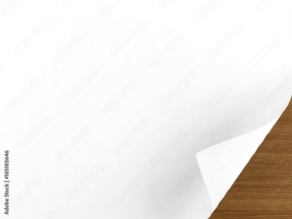 Curl page corner with wood background Stock Illustration | Adobe Stock