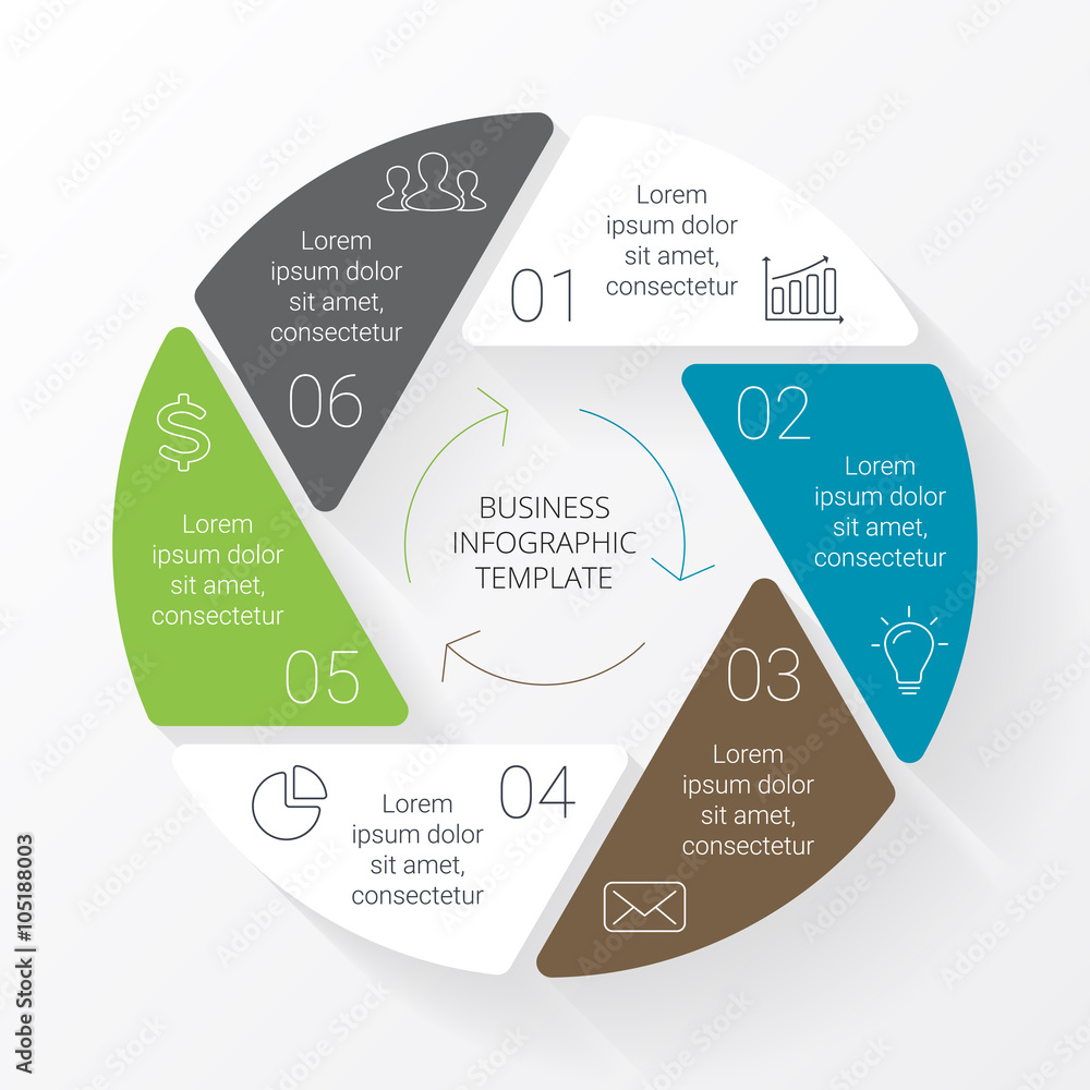 Vector flat circle arrows infographic. Template for cycle diagram ...