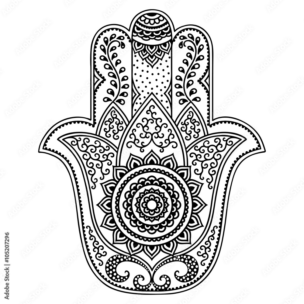 Vector hamsa hand drawn symbol Stock Vector | Adobe Stock