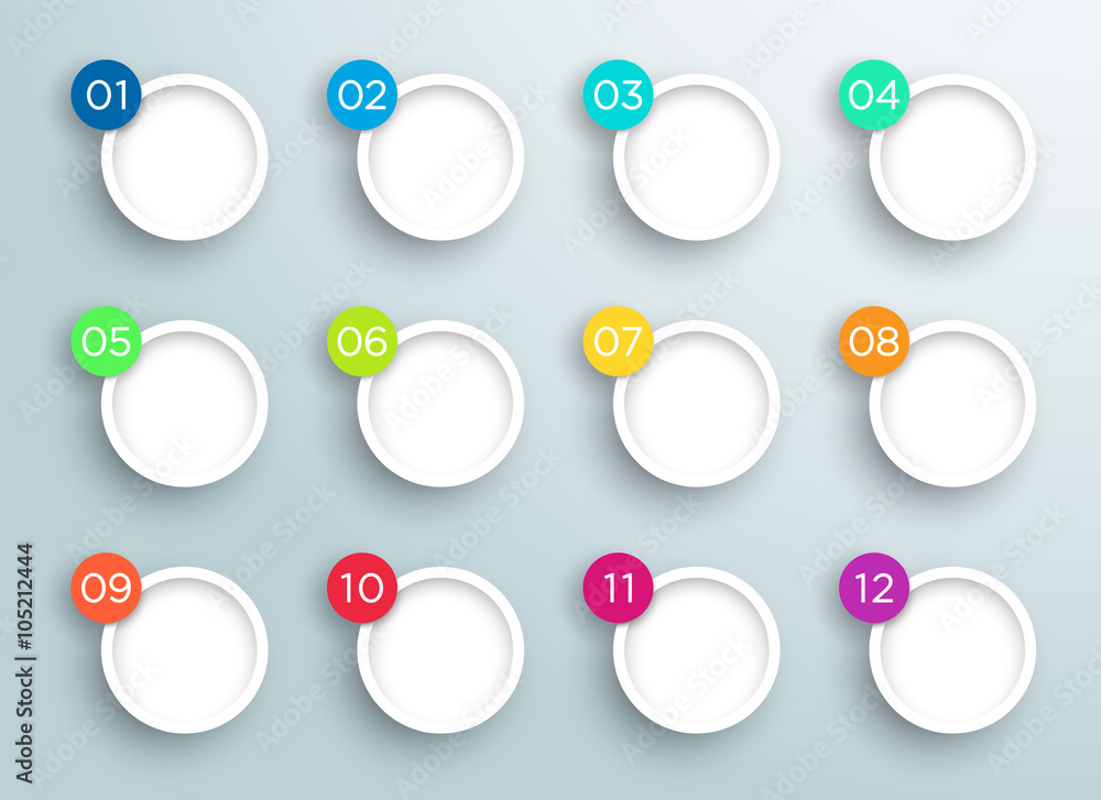 Steps 1 to 12 in 3d Bubbles Vector Infographic A Stock Vector | Adobe Stock