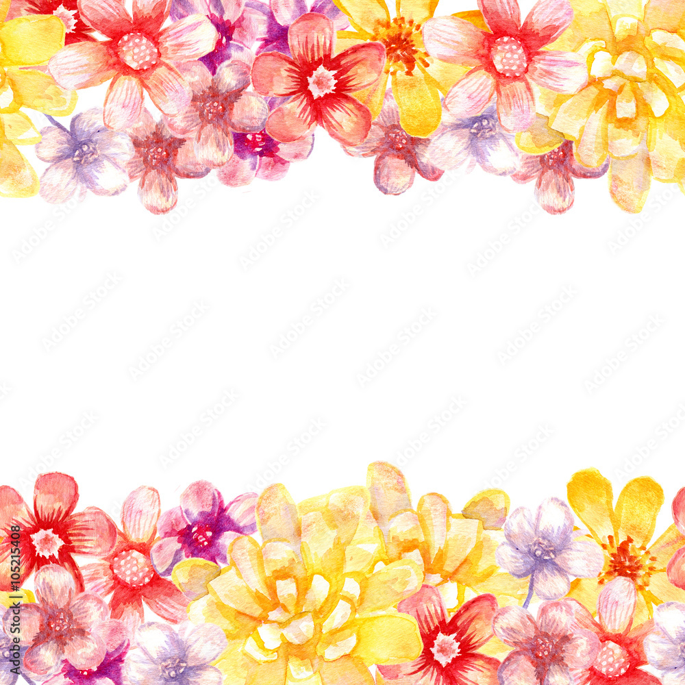 Watercolor flowers borders. Stock Illustration | Adobe Stock