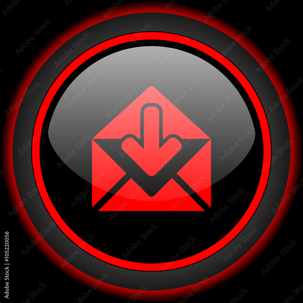 email black and red glossy internet icon on black background Stock ...